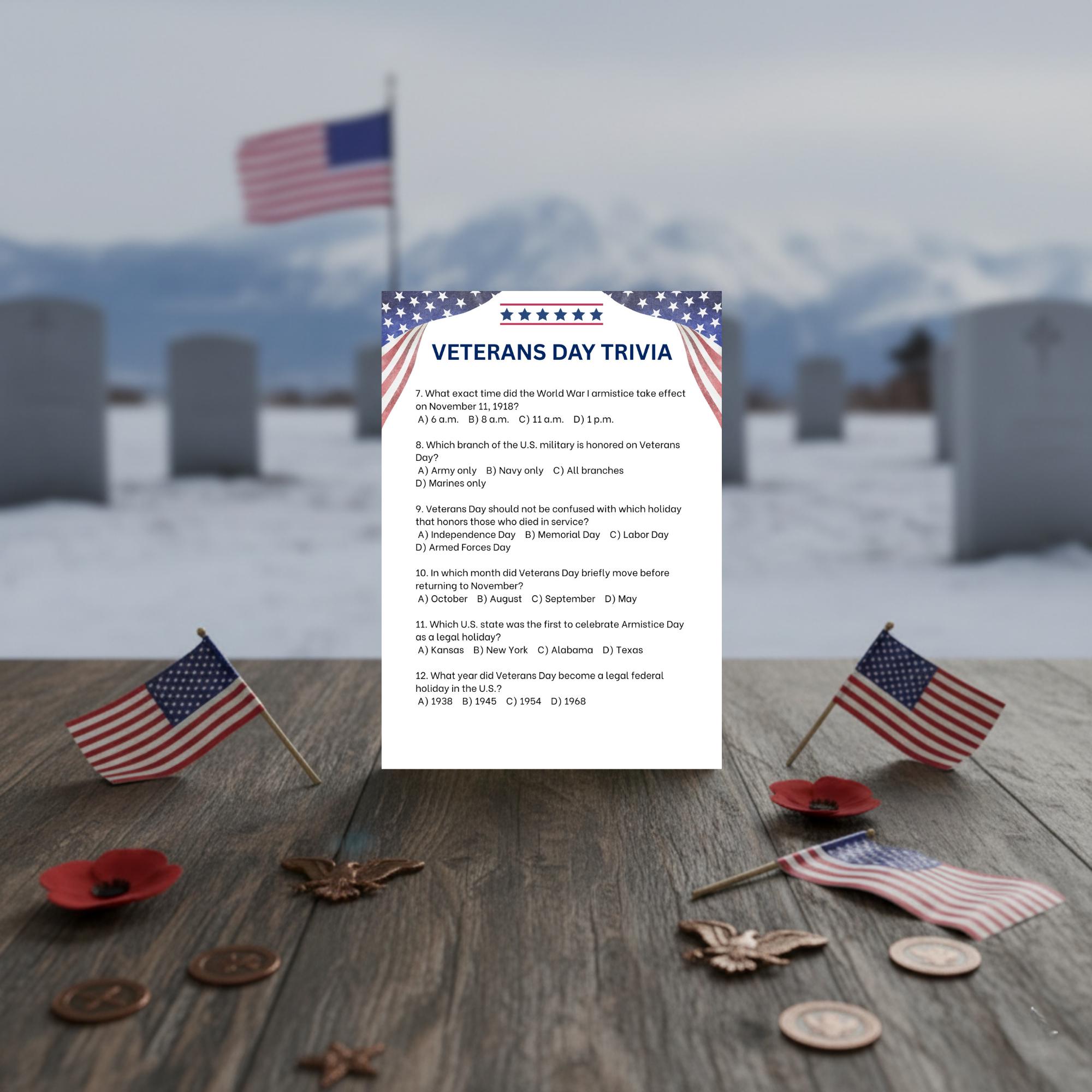 Veterans Day Trivia | Patriotic USA & Military Quiz Game | Veterans ...