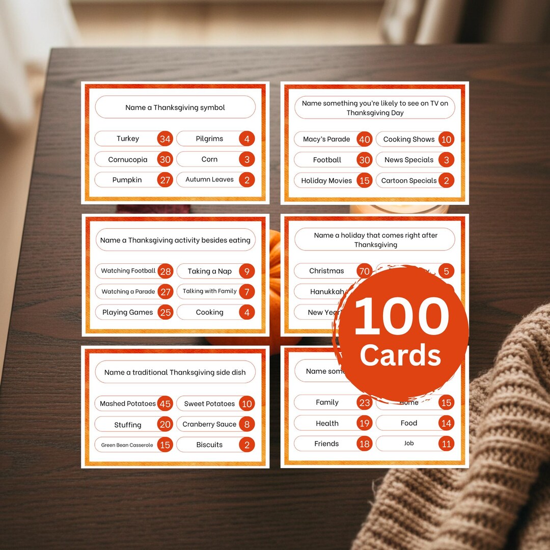 Thanksgiving Family Feud Game – Printable Thanksgiving Feud, Holiday ...