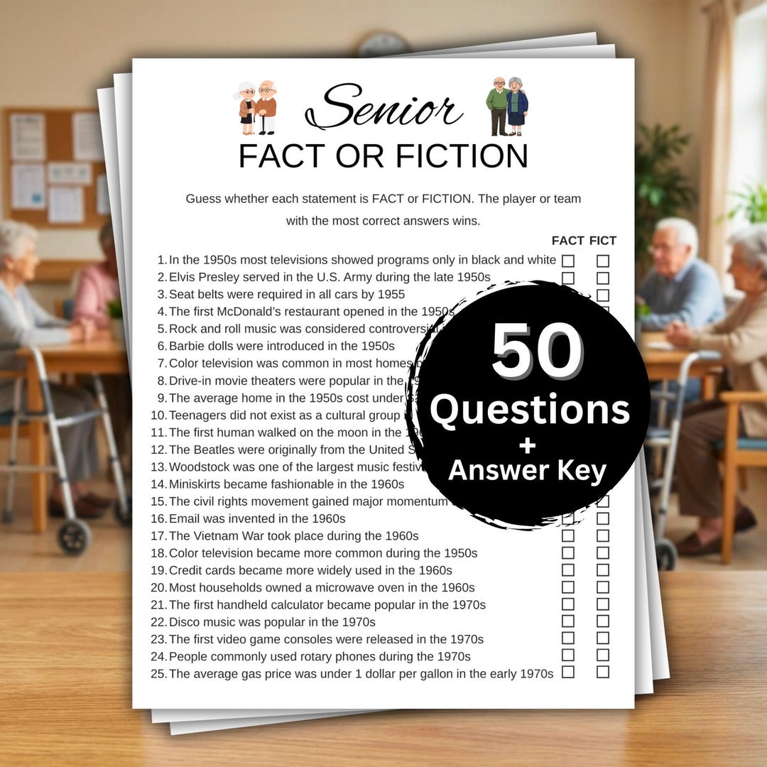 Fact or Fiction Game for Seniors | Retirement, Ice Breaker & Brain ...
