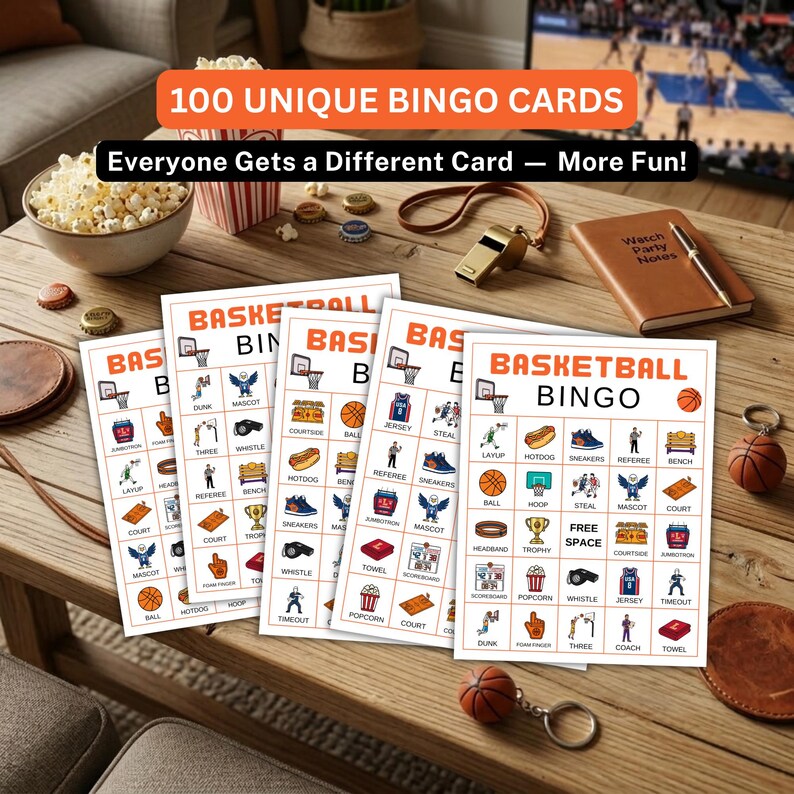 Basketball Bingo Game Printable, Fun College Basketball Party Game ...