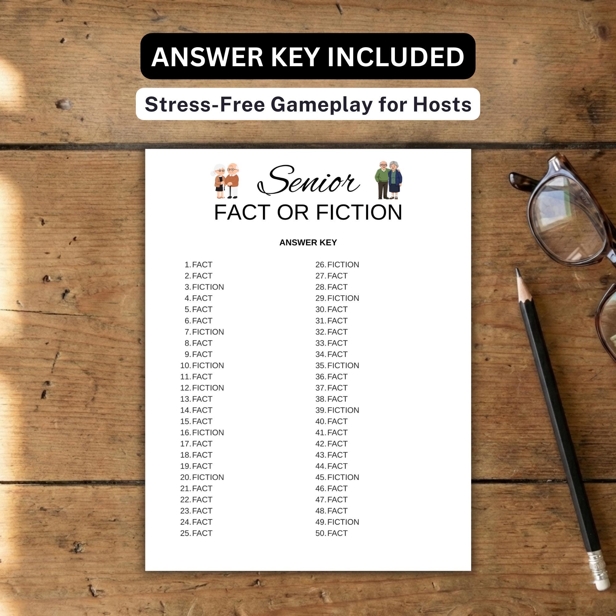 Fact or Fiction Game for Seniors | Retirement, Ice Breaker & Brain ...