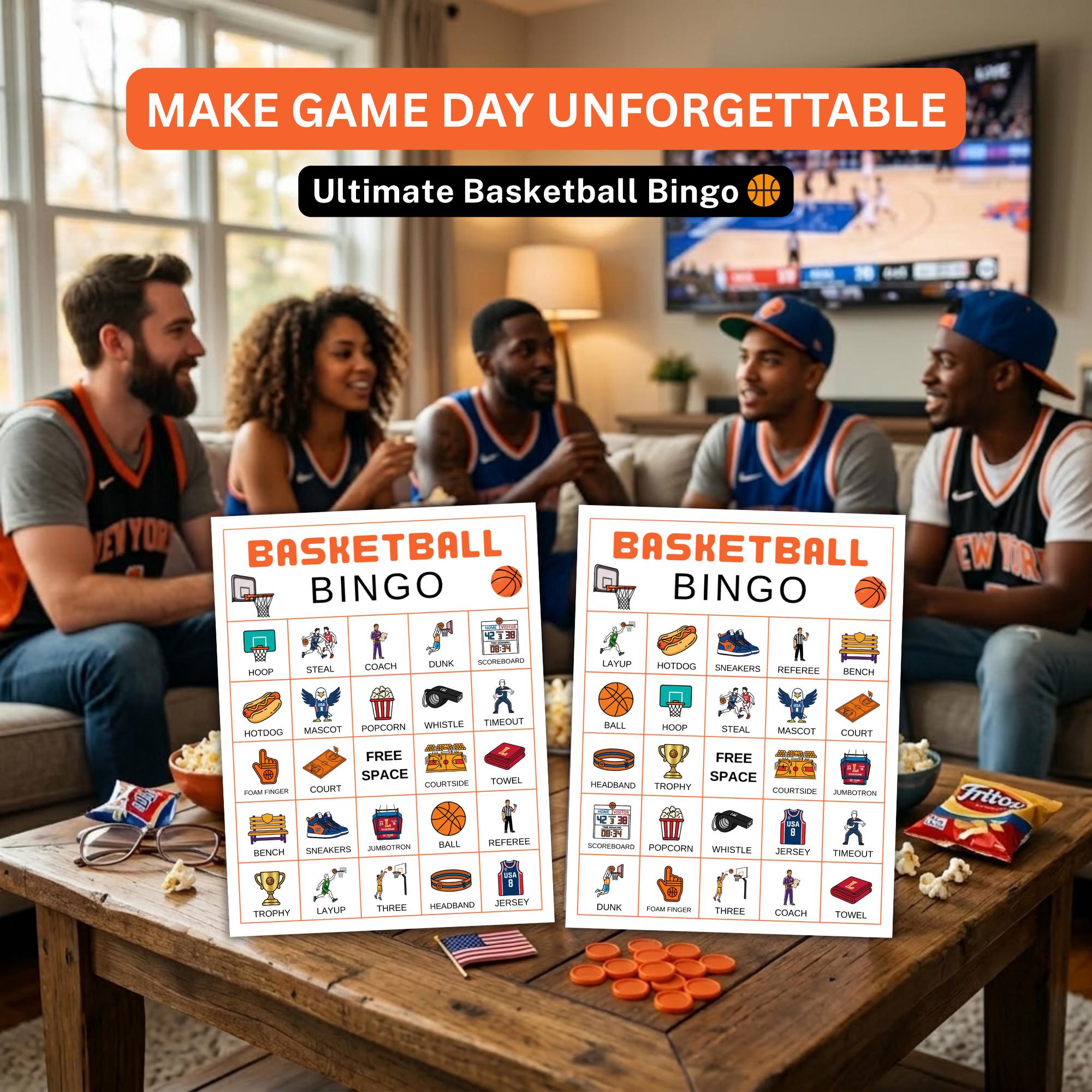 Basketball Bingo Game Printable, Fun College Basketball Party Game ...