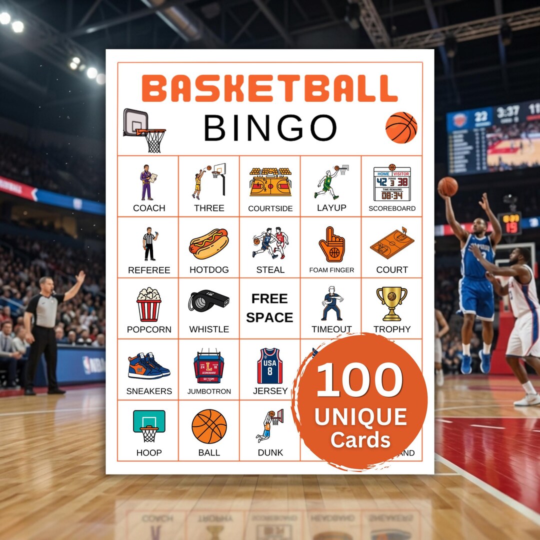 Basketball Bingo Game Printable, Fun College Basketball Party Game ...