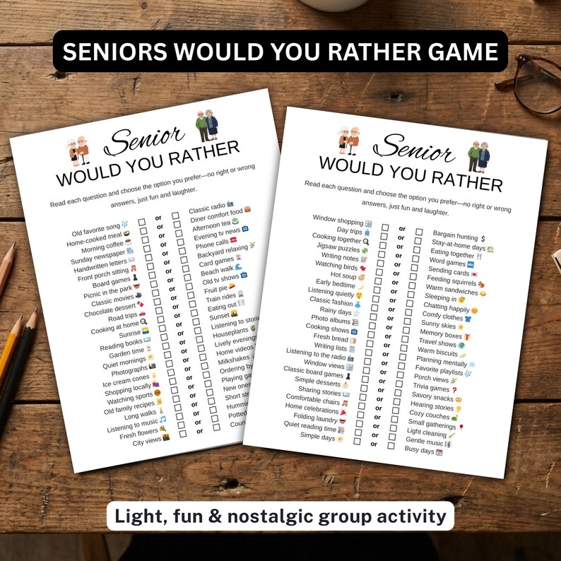 Would You Rather Senior Game | Fun Retirement Game for Family Reunion ...