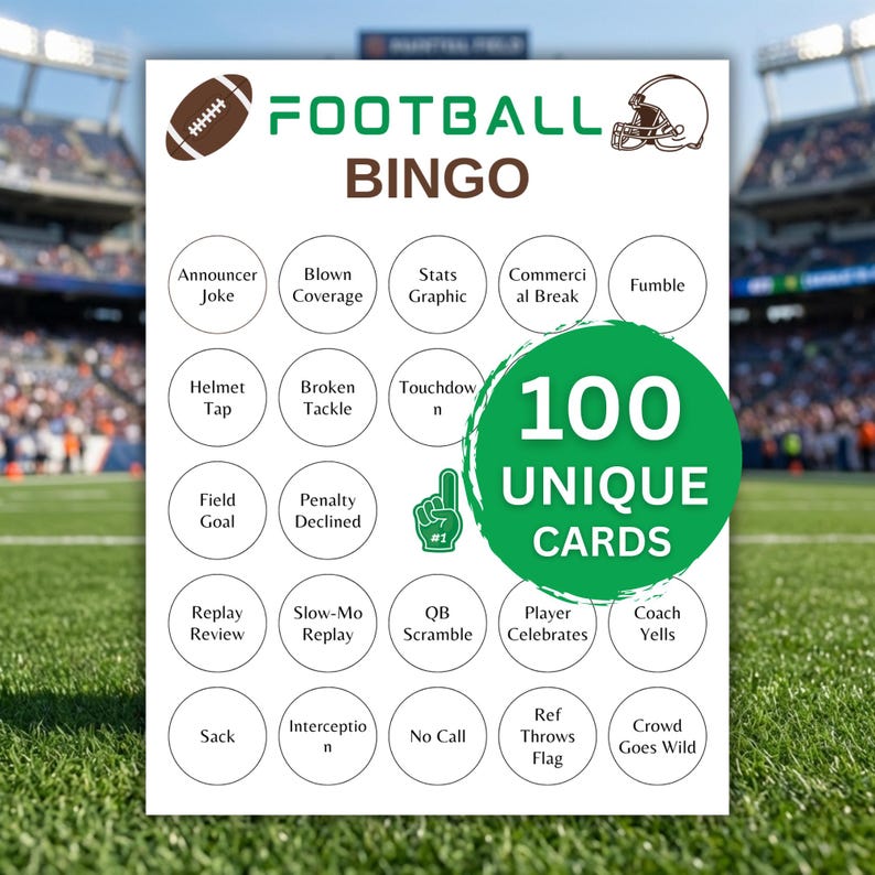 Football Bingo Game | Printable Football Bingo Cards | American ...