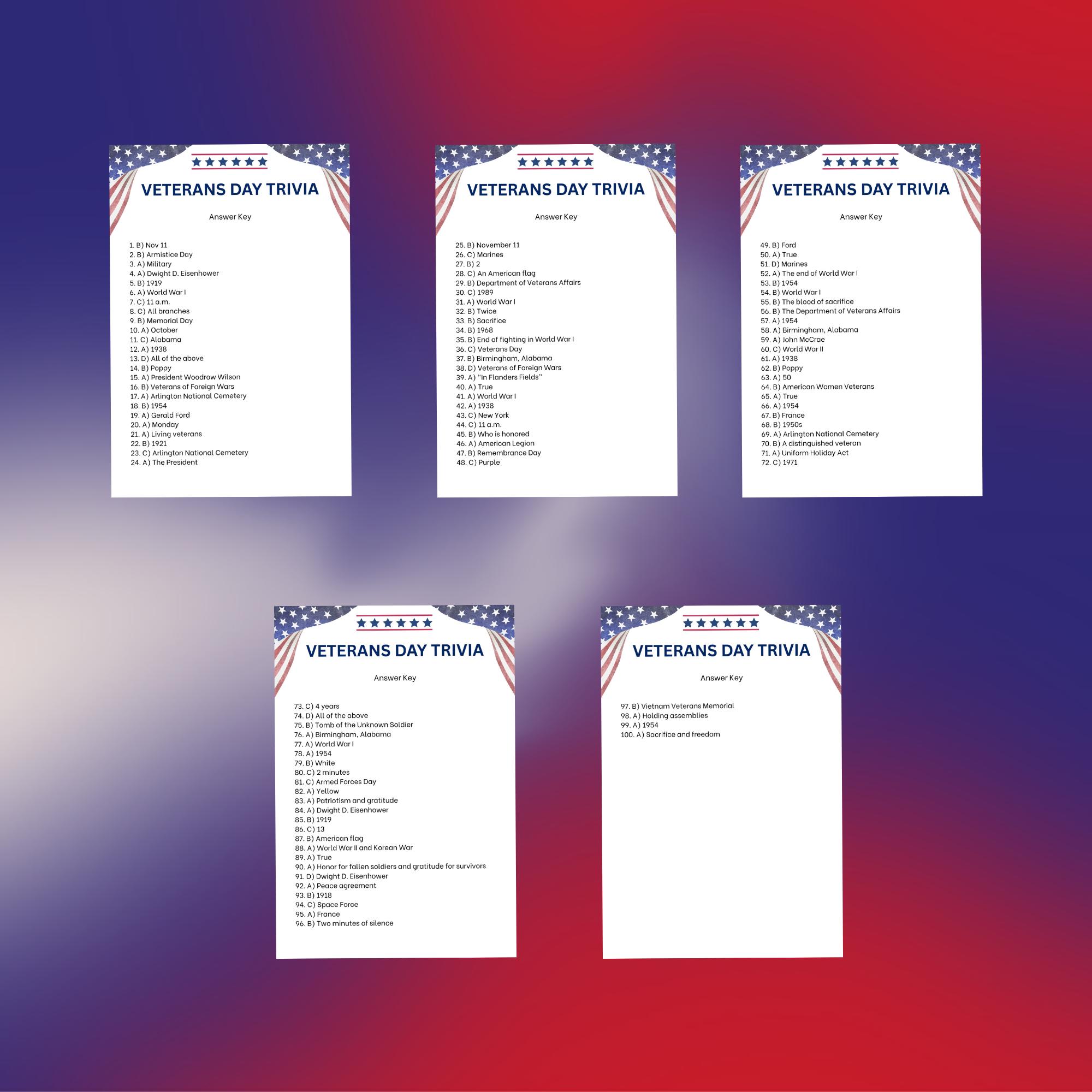 Veterans Day Trivia | Patriotic USA & Military Quiz Game | Veterans ...