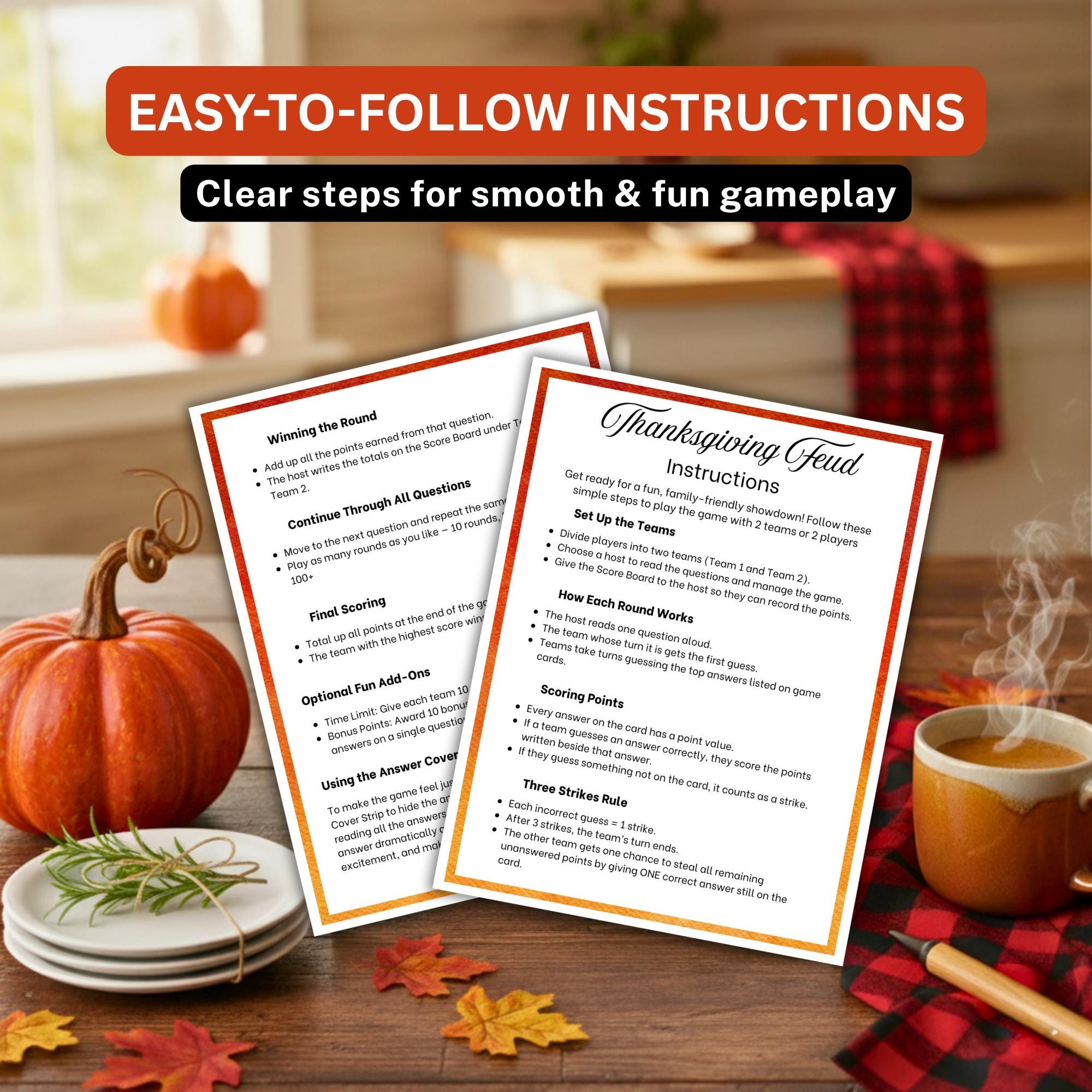 Thanksgiving Family Feud Game – Printable Thanksgiving Feud, Holiday ...