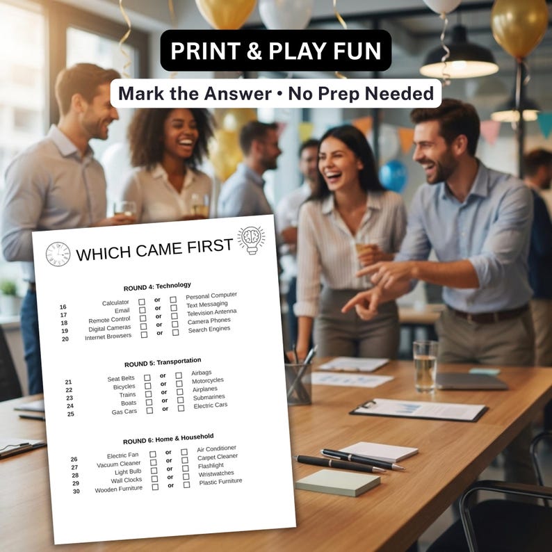 Which Came First Trivia Game Printable | Fun Senior Games | Family ...