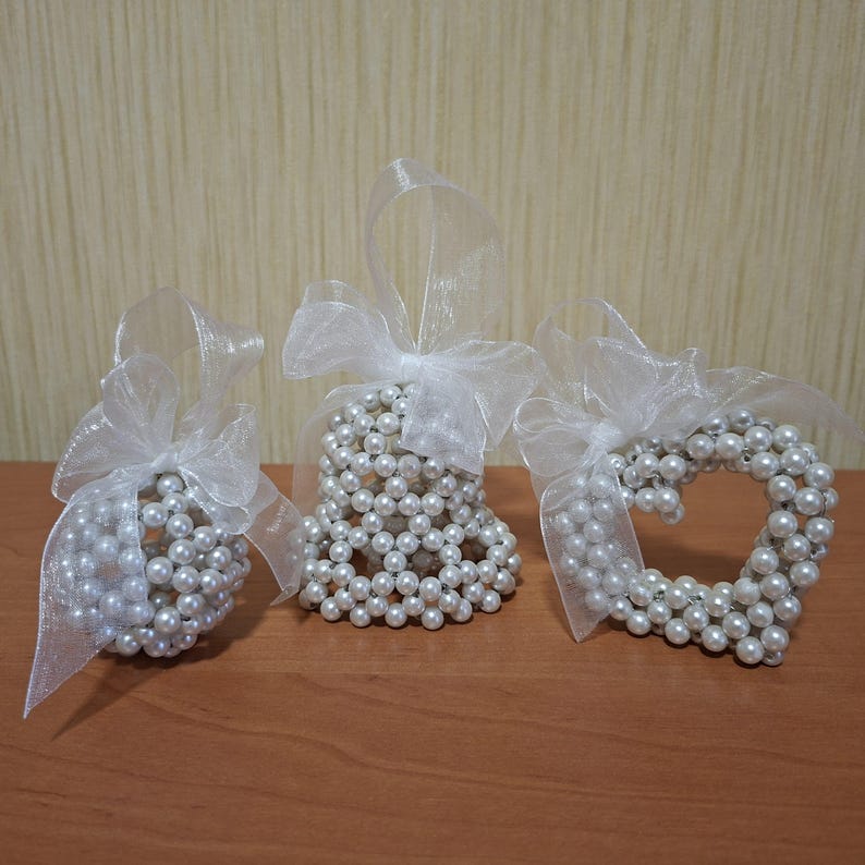 Vintage Style Beaded Christmas Ornaments Set, Handmade Glass Bead Tree ...