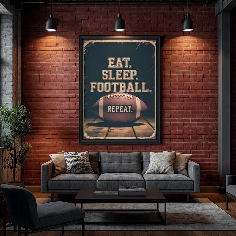 Eat Sleep Football Repeat Printable Wall Art | Sports Quote Poster ...