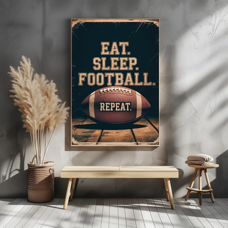 Eat Sleep Football Repeat Printable Wall Art | Sports Quote Poster ...