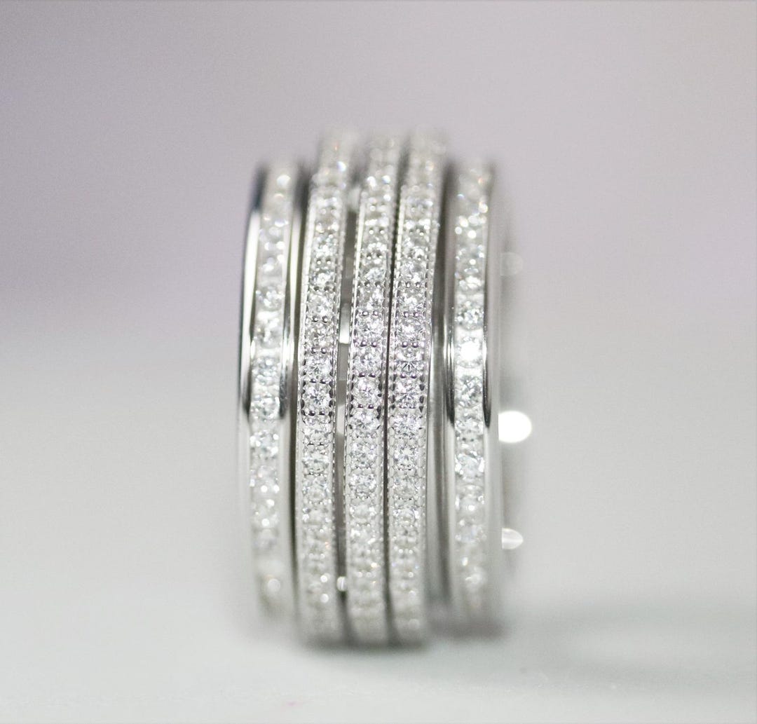 Sterling Silver 925 Spinner Ring With Cubic Zirconia – 13mm Anxiety ...