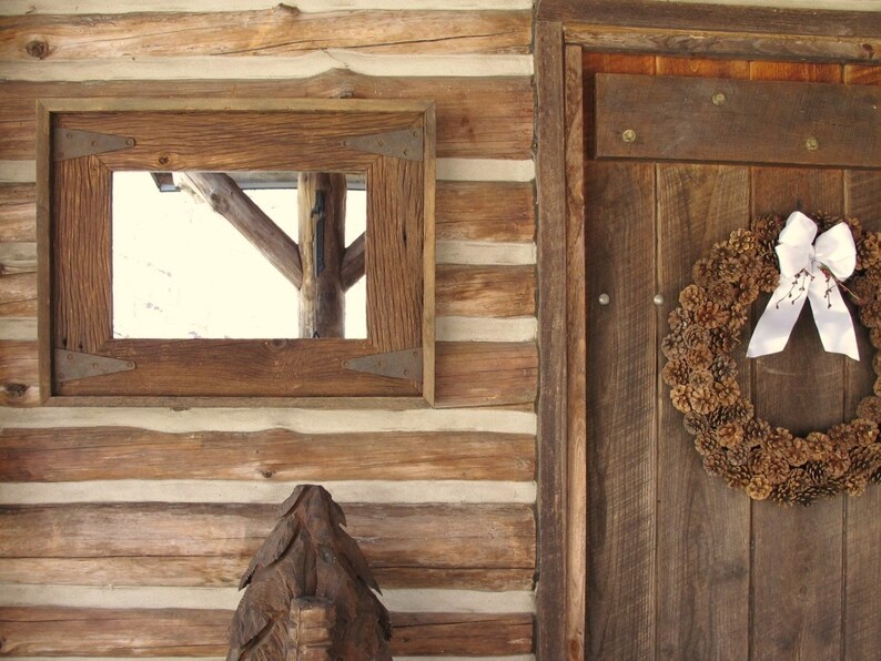 Barn Wood Framed Mirror With Antique Hinges - Etsy