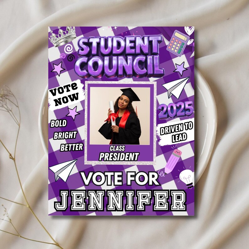 Student Council Campaign Flyer Template, Canva Editable (digital ...