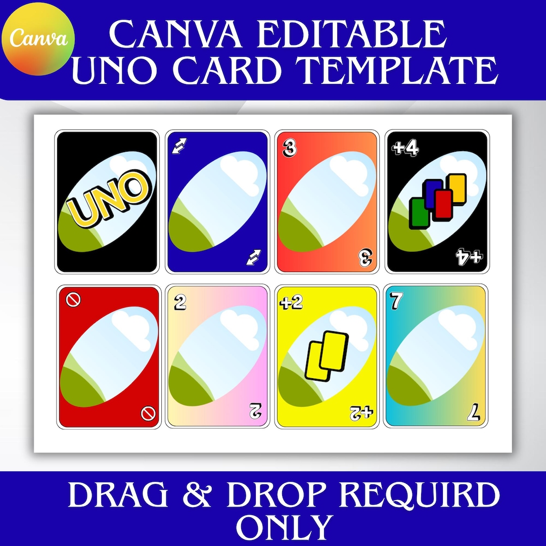 Uno Card Template Editable Canva Playing Card Template Printable Blank ...