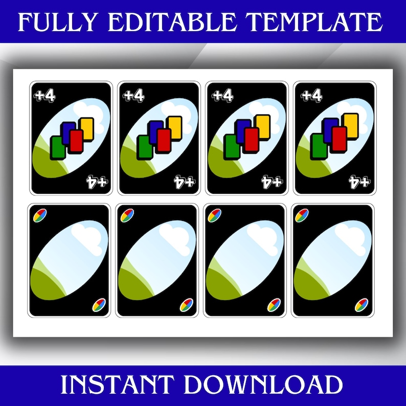 Uno Card Template Editable Canva Playing Card Template Printable Blank ...