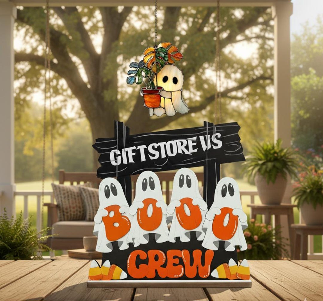 Personalized Boo Crew Sign: Layered Wood Ghost Halloween Decor - Etsy