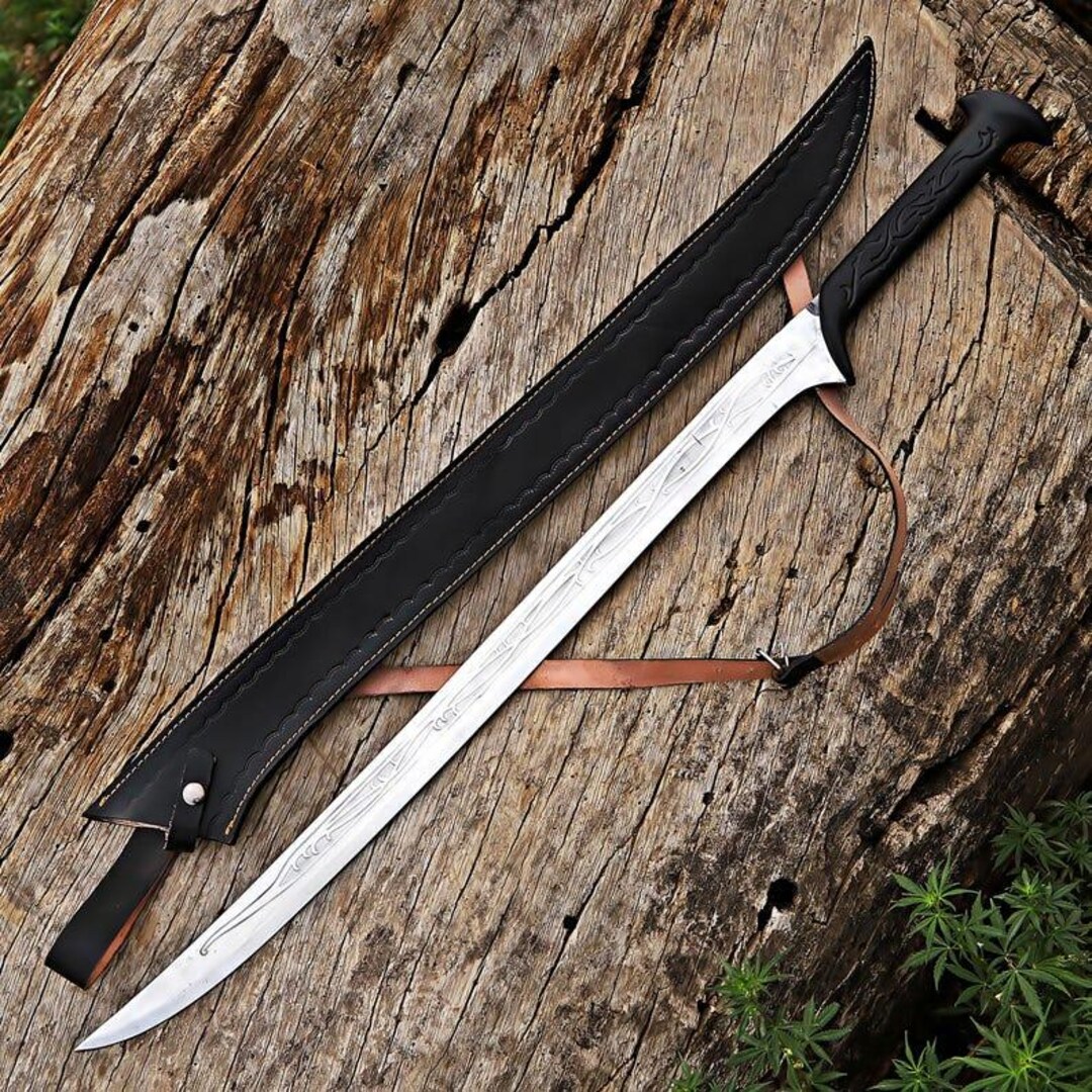 Handmade Viking Black Elven Sword With Leather Sheath - Etsy