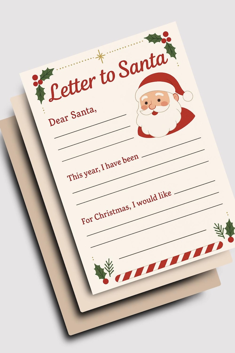 Letter to Santa Printable | Kids Christmas Activity | Santa Claus ...
