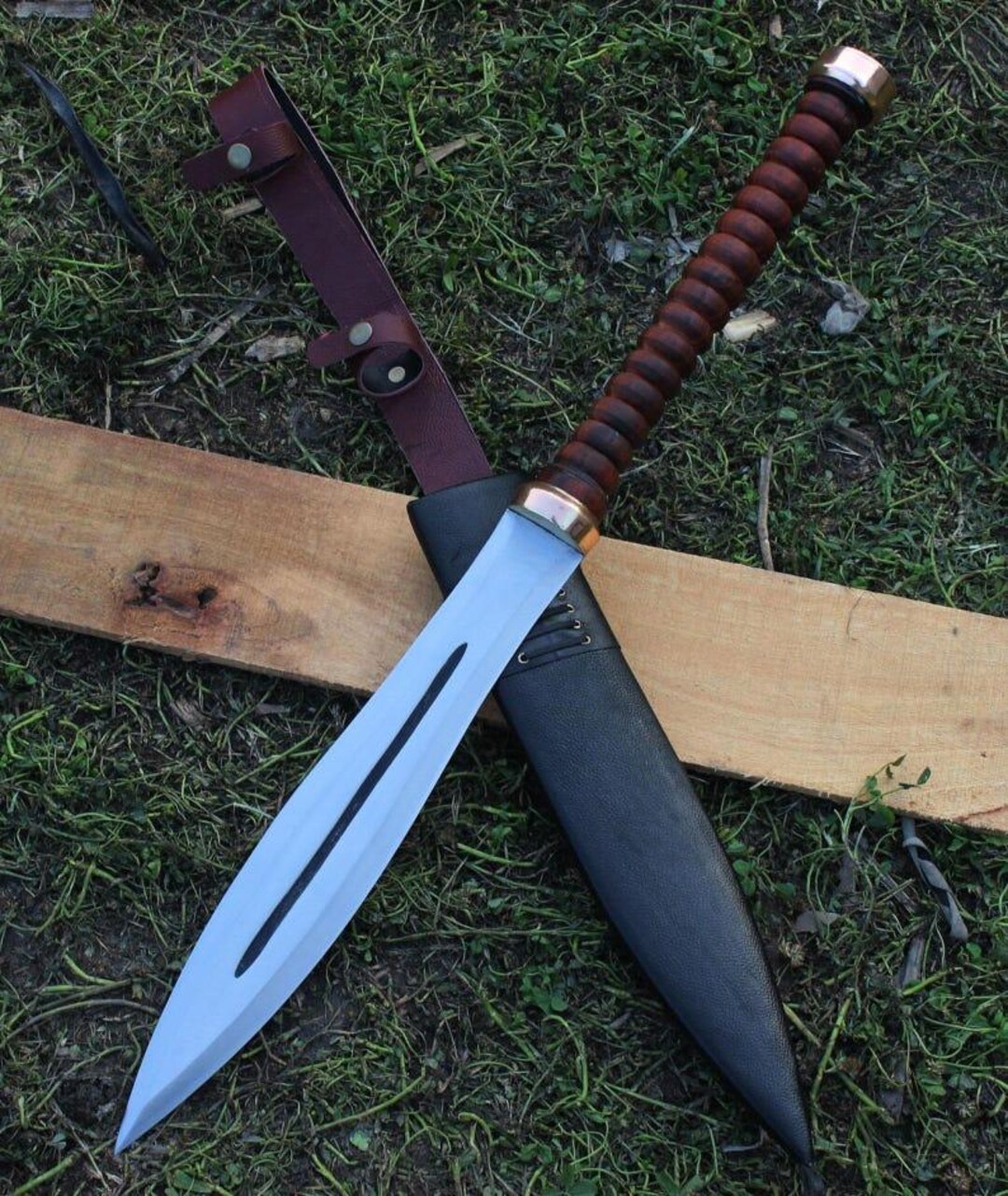 Hand-forged Carbon Steel Spear – 28" Rosewood and Brass Handle ...
