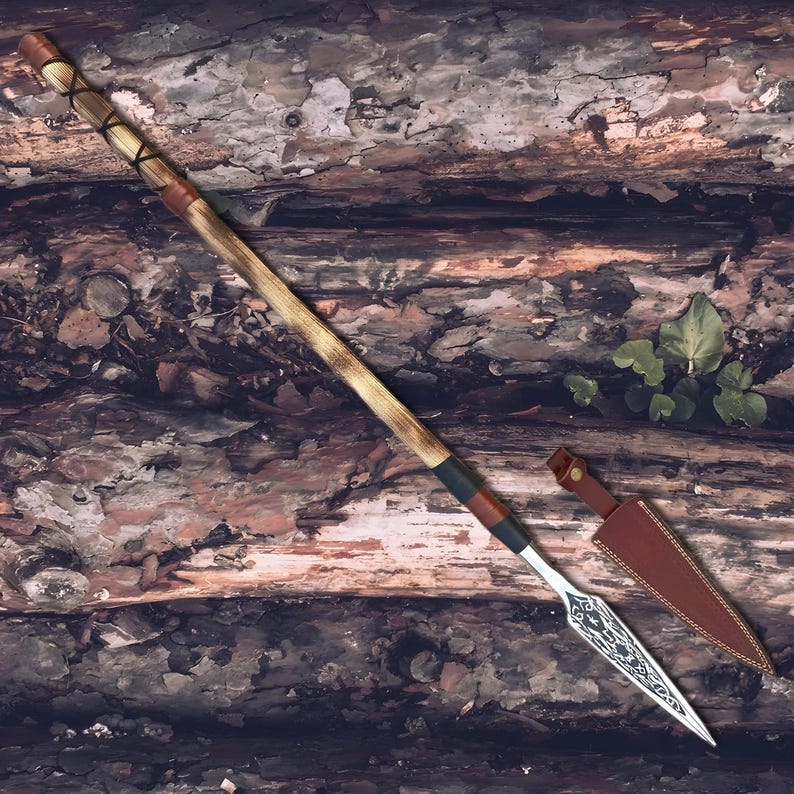 Hand-forged Carbon Steel Hunting Spear – Ash Wood Handle Collectible ...