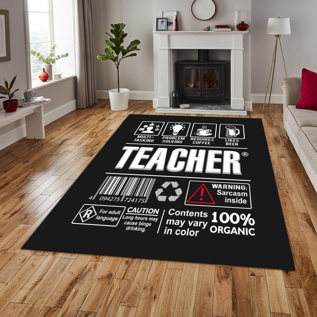 Funny Teacher Rug - Organic Design Educator Gift - Etsy