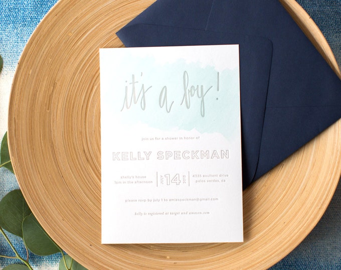 Custom Letterpress Baby Shower Invitations - Etsy