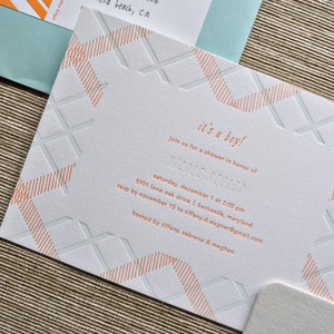 Custom Letterpress Baby Shower Invitations - Etsy