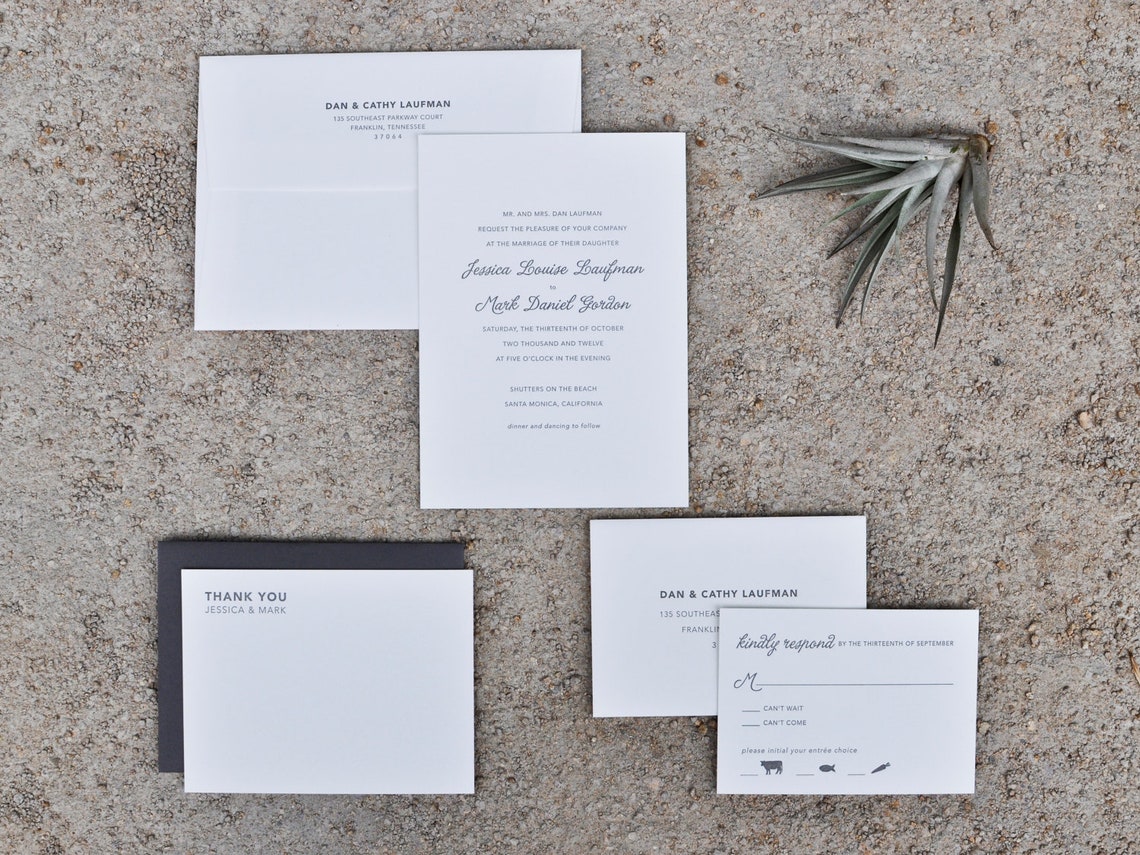 Custom Letterpress Wedding Invitations - Etsy