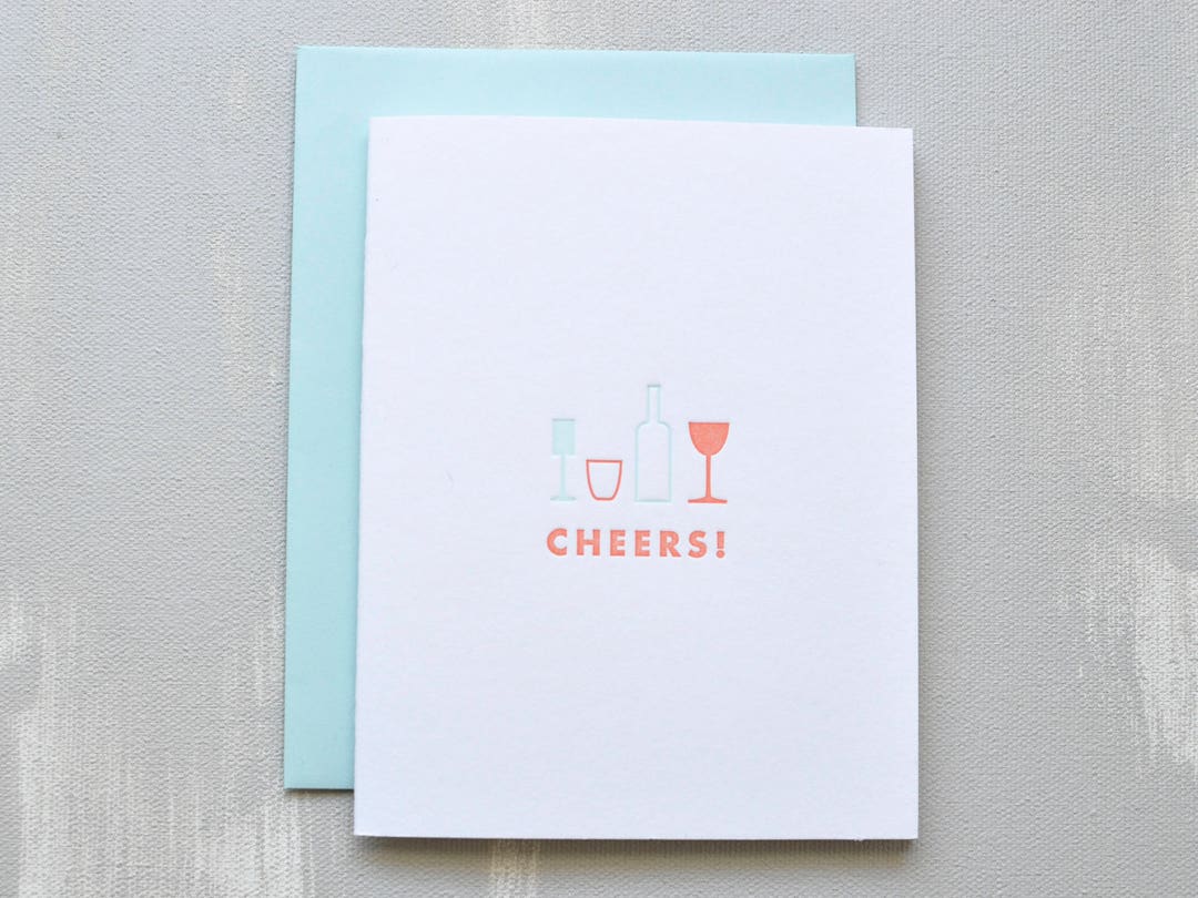 Wine // Cheers Letterpress Card - Etsy