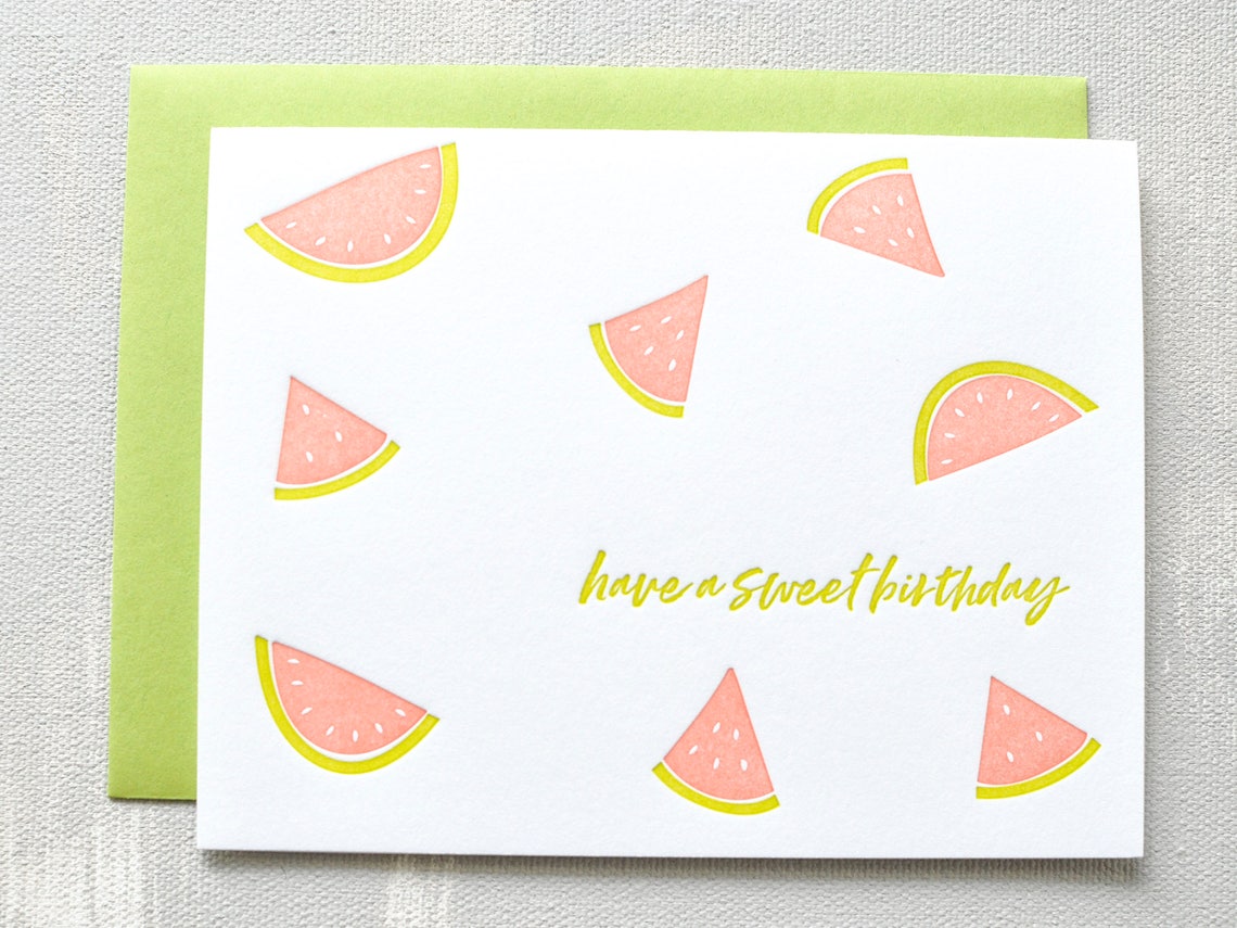 Sweet Birthday Watermelon Card - Etsy