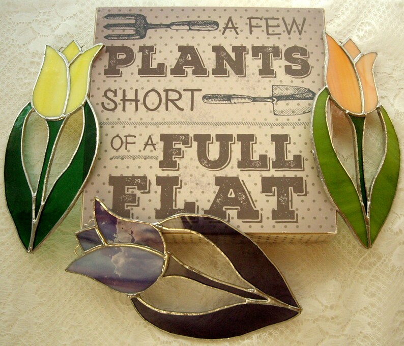 Tip Toe Through the Tulips Stained Glass Suncatcher | Etsy