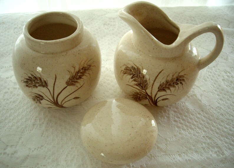 Raised/wheat/pattern/creamer/sugar/weed/farm/handmade/pottery/ooak ...