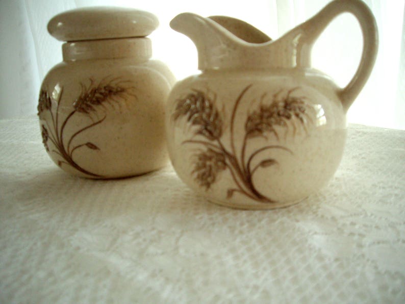 Raised/wheat/pattern/creamer/sugar/weed/farm/handmade/pottery/ooak ...