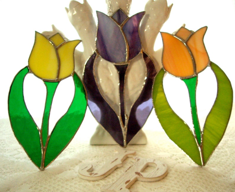 Tip Toe Through the Tulips Stained Glass Suncatcher - Etsy