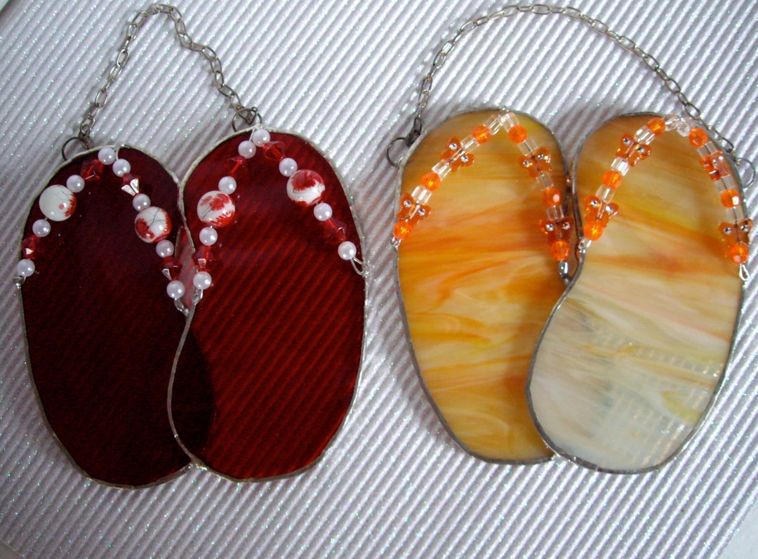 Stained Glass Flip Flops Suncatcher - Etsy
