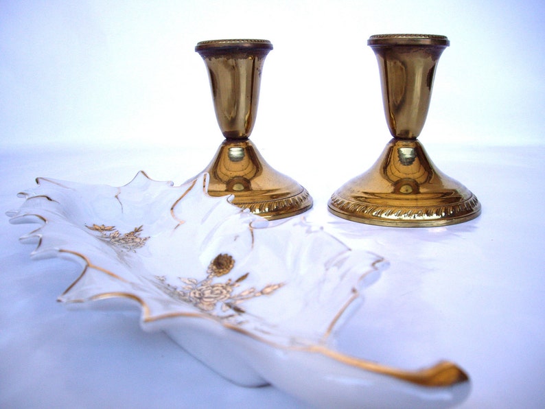 Candle Sticks Candy Dish Brass Vintage 1960 - Etsy