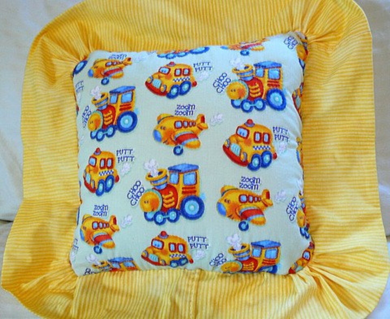 Boys Custom Embroider Pillow With Trains, Planes and Automobiles Not 54 ...