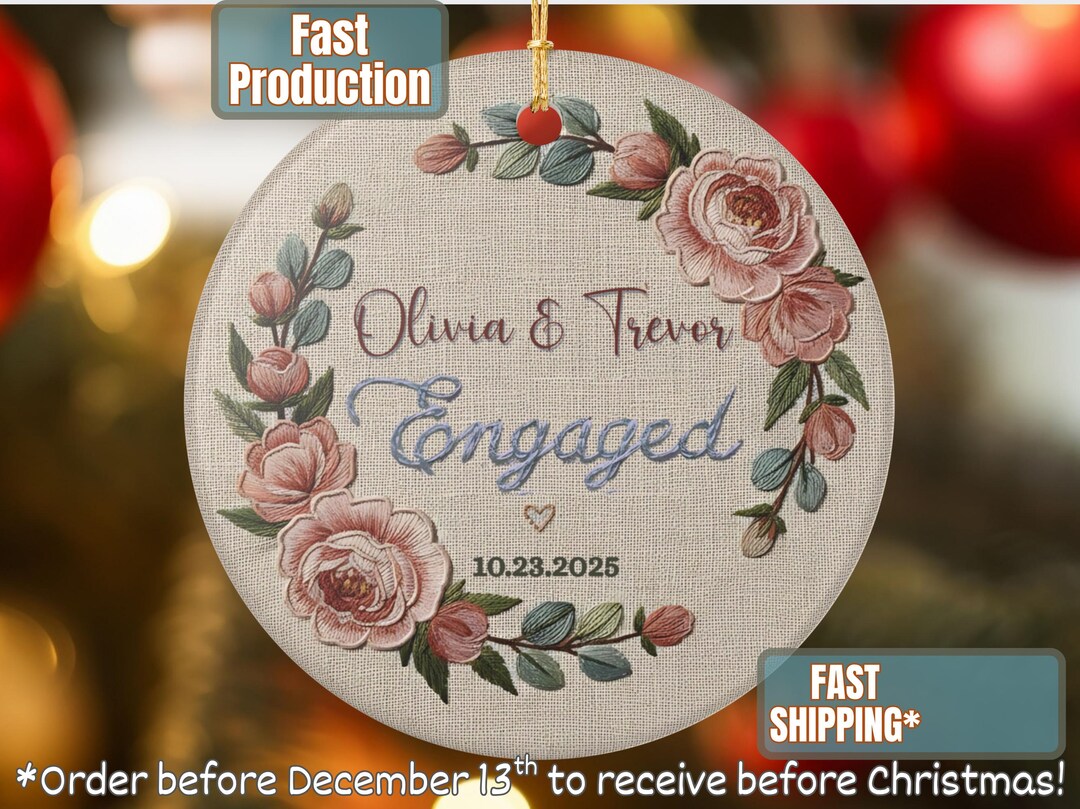 Personalized Engagement Announcement Ornament Gift Couples First ...