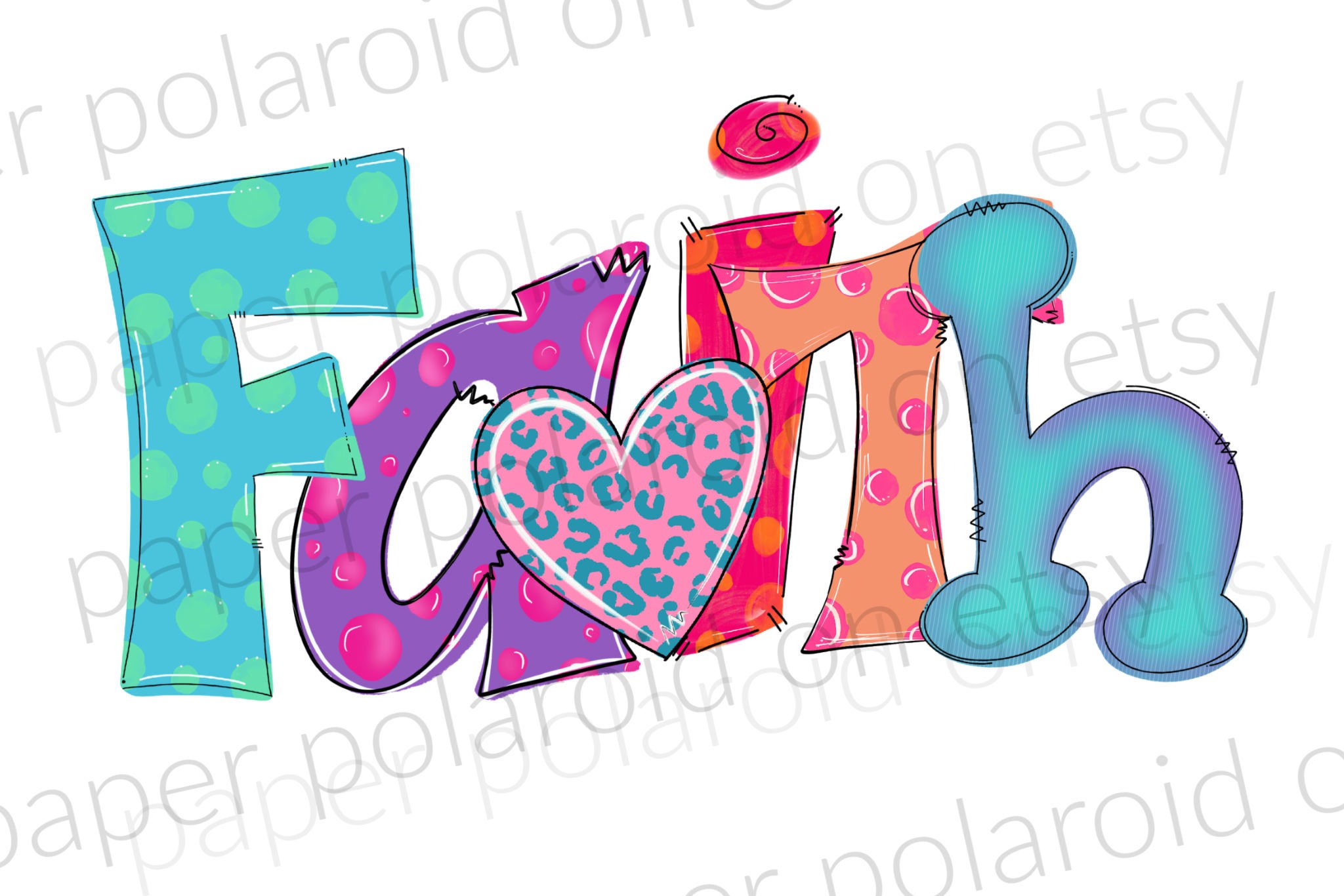 Faith colorful doodle PNG Digital Download Christian | Etsy