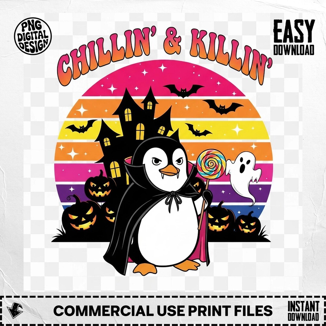Chillin and Killin Halloween Penguin Ghost PNG (digital Download) - Etsy
