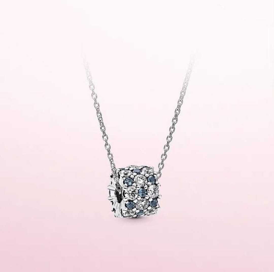 Pandora Transparent Sparkling 925 Silver Beaded Necklace - Etsy