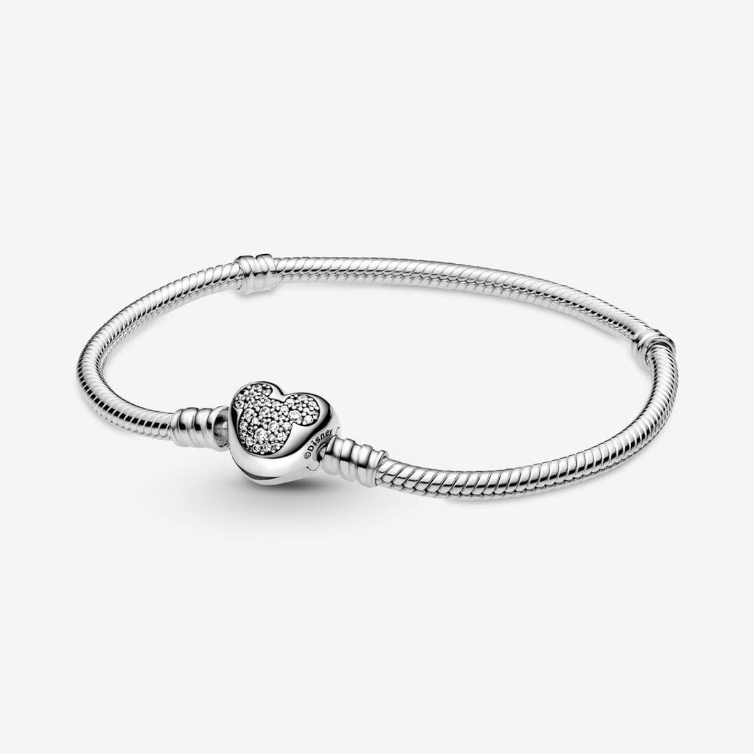 Pandora Moments Heart Clasp Mickey Mouse Snake Chain Bracelet - Etsy