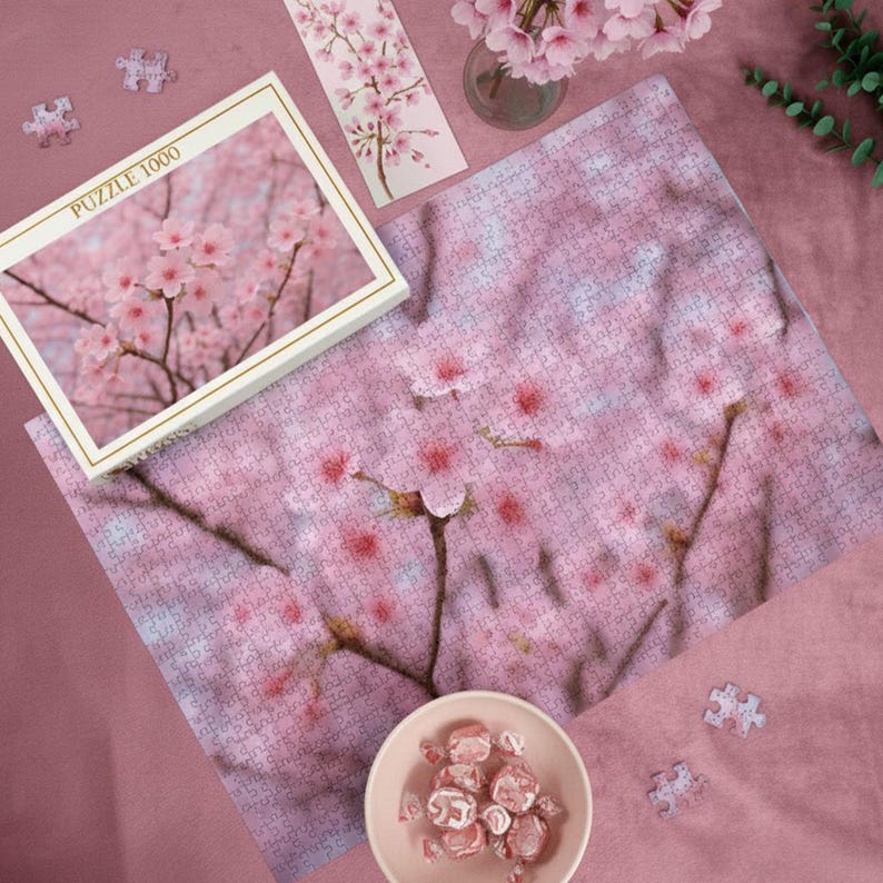 1000 Piece Sakura Puzzle - Aesthetic Pink Flower Jigsaw - Zen Nature ...