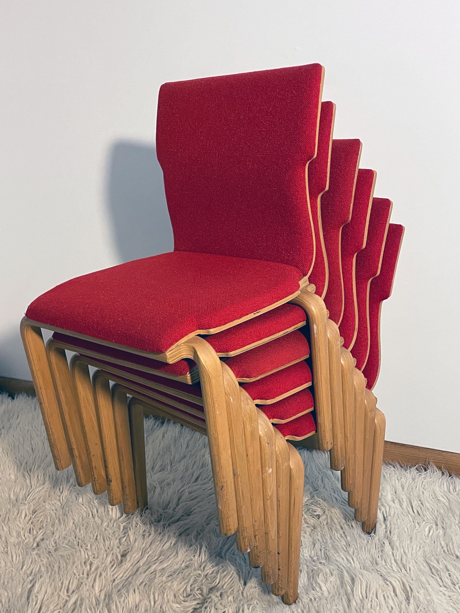 6 Thonet Bill Stephens for Knoll Style Bentwood Stacking Dining Chairs ...