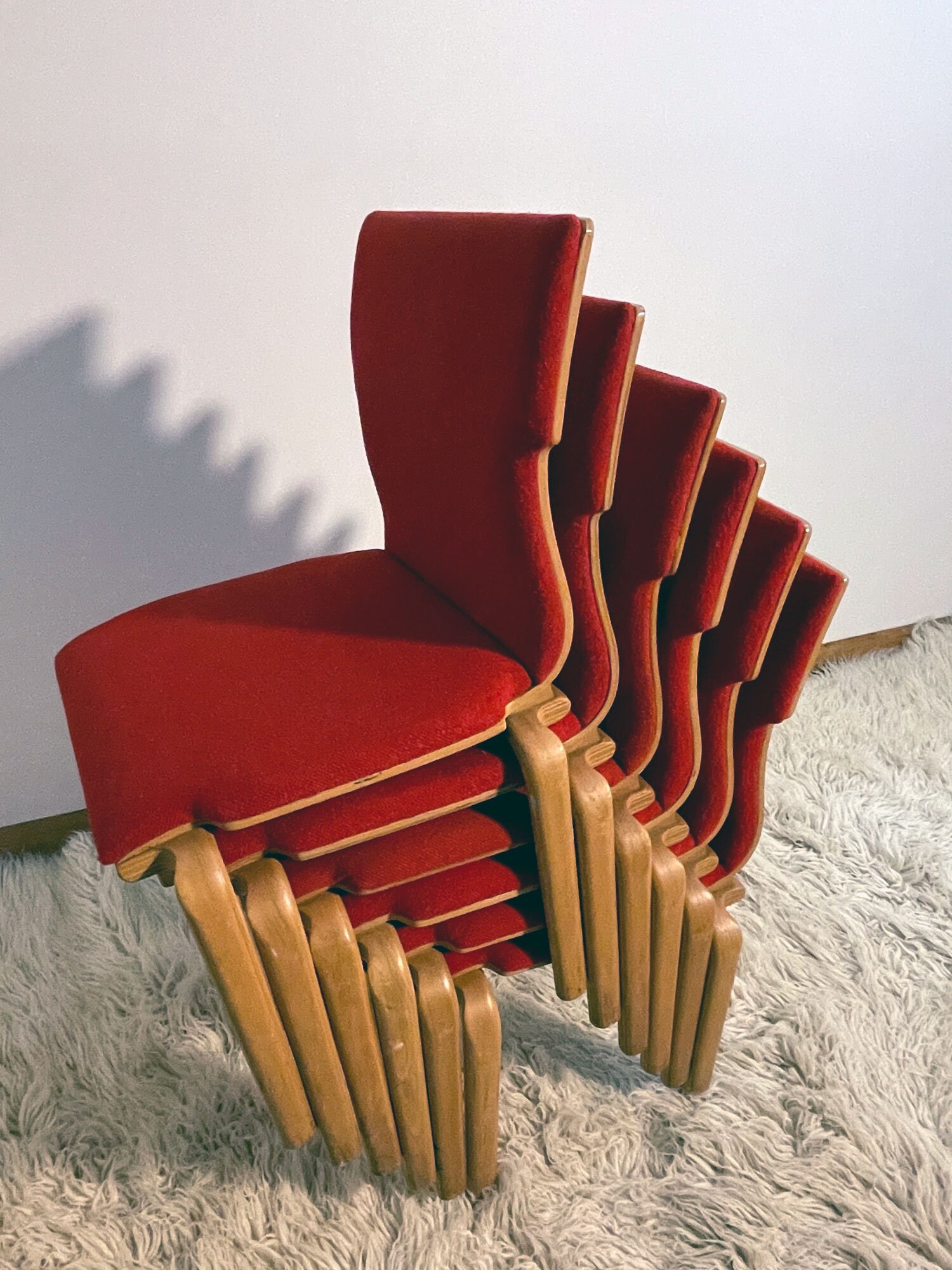 6 Thonet Bill Stephens for Knoll Style Bentwood Stacking Dining Chairs ...