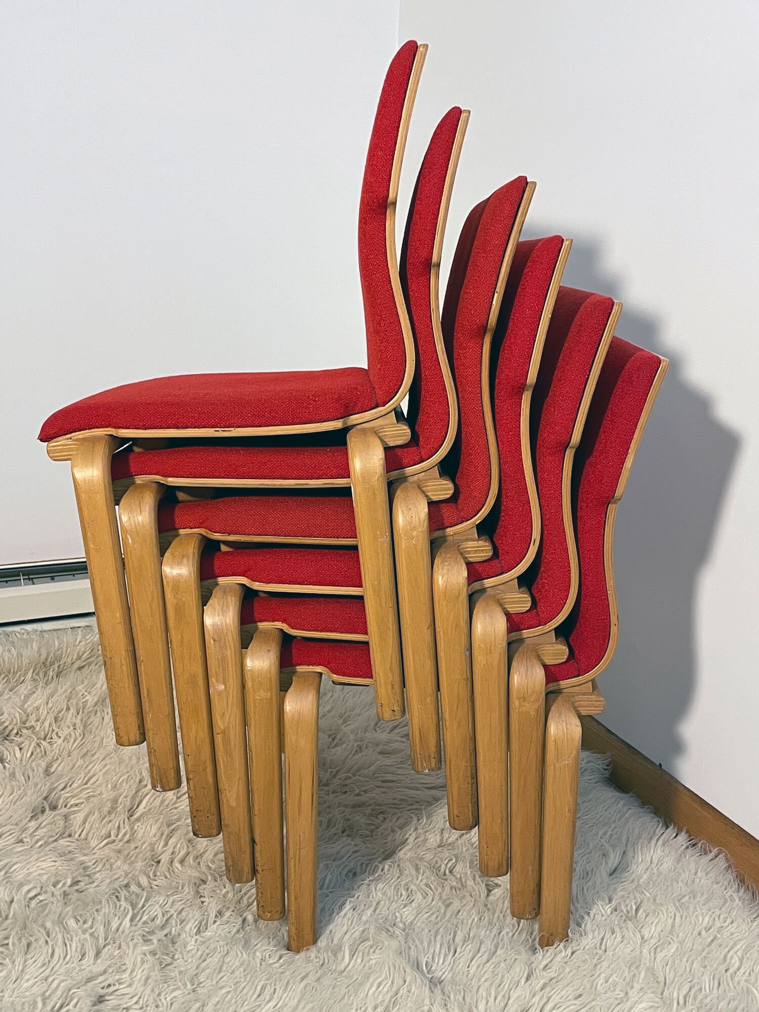 6 Thonet Bill Stephens for Knoll Style Bentwood Stacking Dining Chairs ...