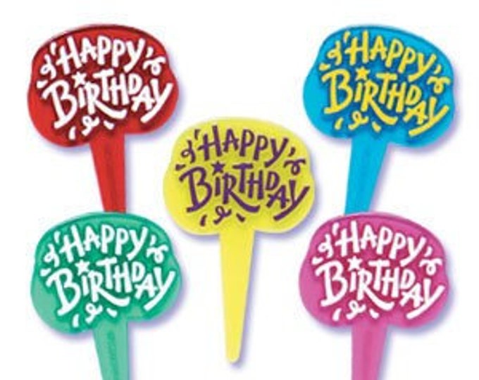 Happy Birthday Picks 12 Picks to a Pack | Etsy