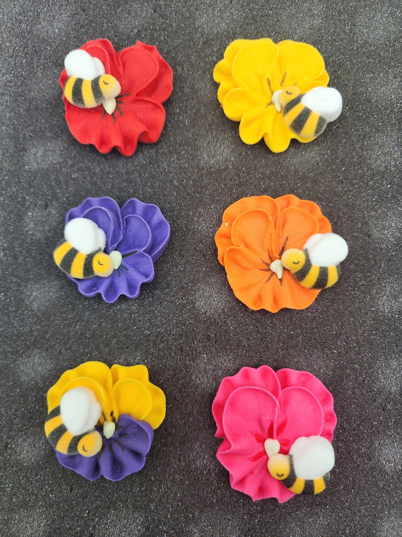Bee and Pansy Edible Cupcake Toppers / Edible Bee / Gum Paste - Etsy