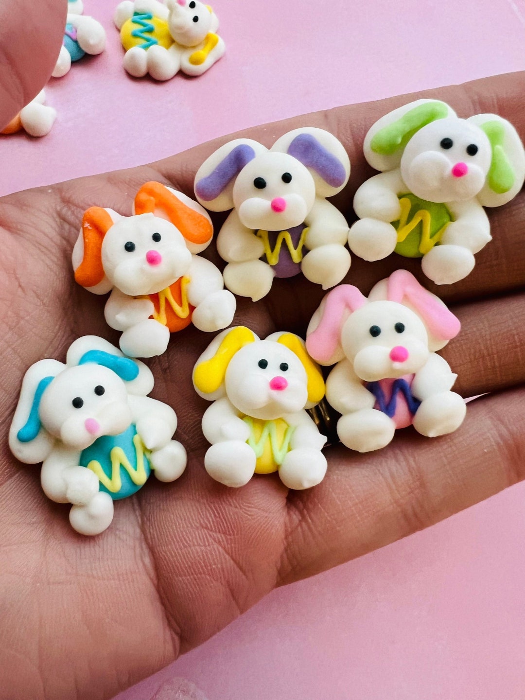 Royal Icing, Mini Happy Hopper Bunnies Holding Easter Egg / 12 Assorted ...